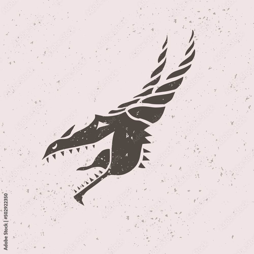 Dragon head skull silhouette medieval dnd Stock Vector | Adobe Stock