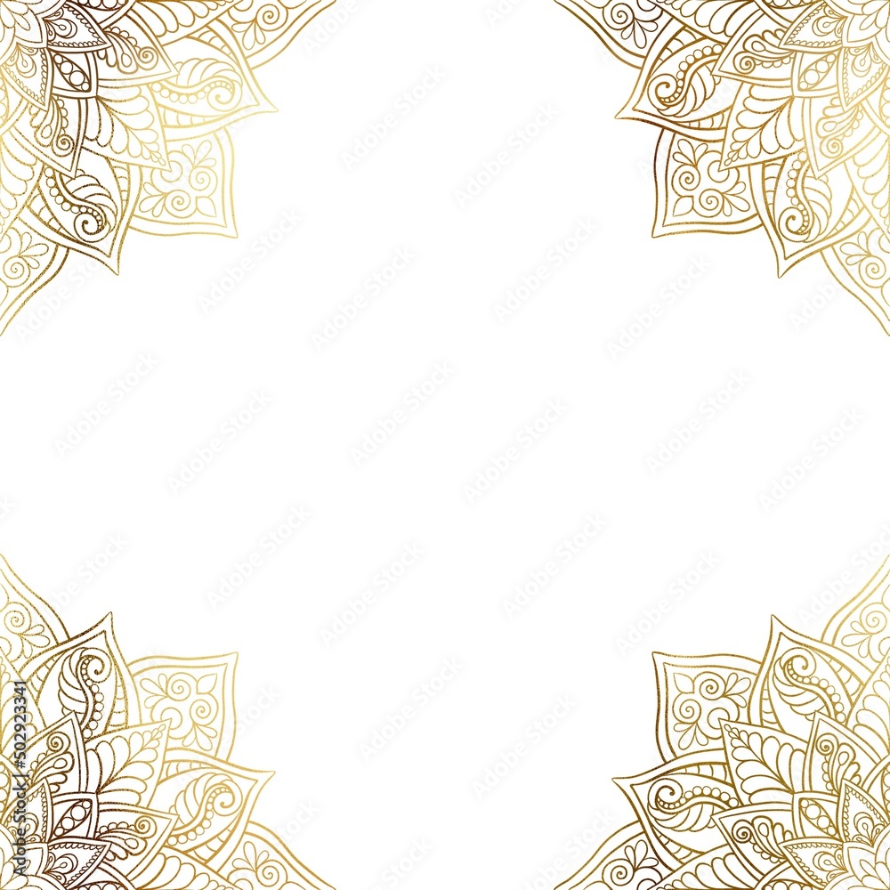 Mandala frame template, square border with ornamental design in indian ...