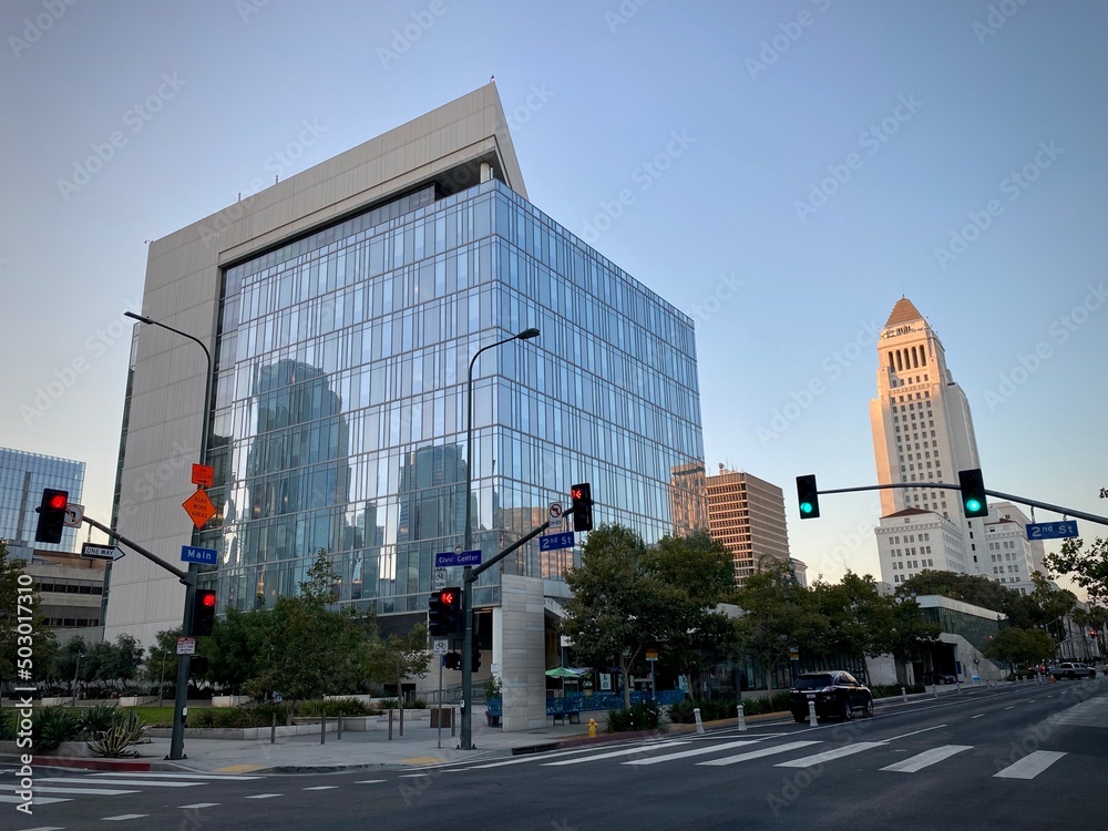 Los Angeles Police Department headquarters building in Downtown with ...