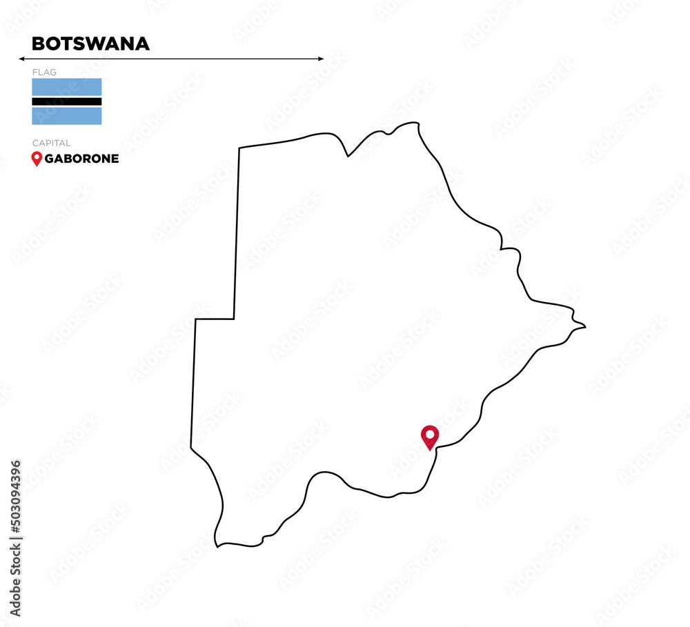 Botswana political map with capital city, Gaborone Stock Illustration ...