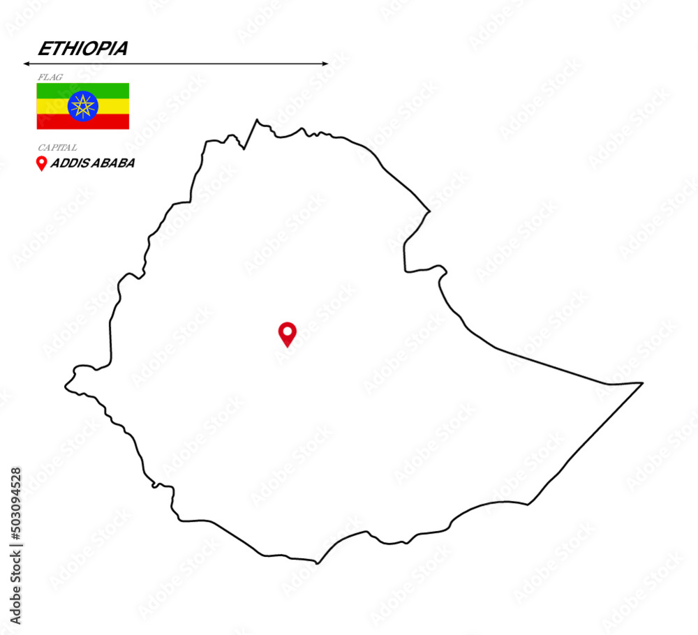 Ethiopia Political Map With Capital City Addis Ababa Stock Vector Adobe Stock