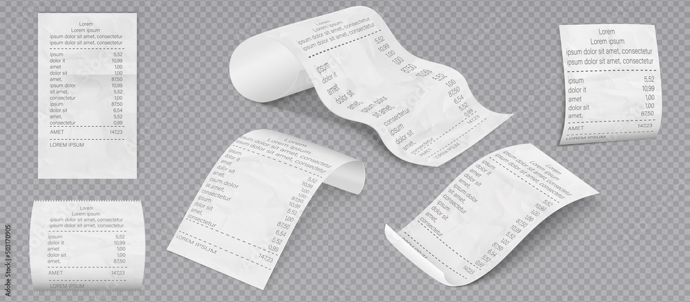 Receipt paper invoice vector. Bill cheque purchase isolated. Cash ...