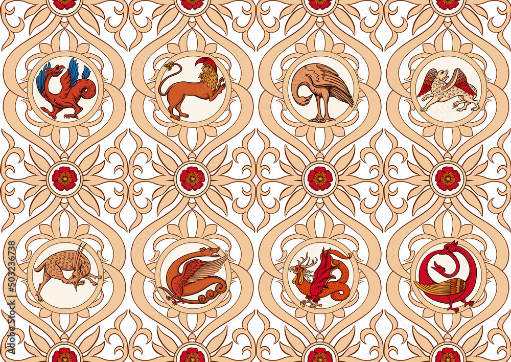 Medieval mythical animals, illuminati manuscript inspiration ...