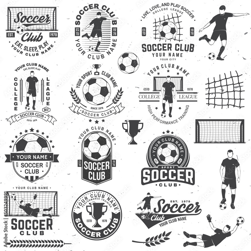 Set of soccer, football club badge design. Vector illustration. For ...