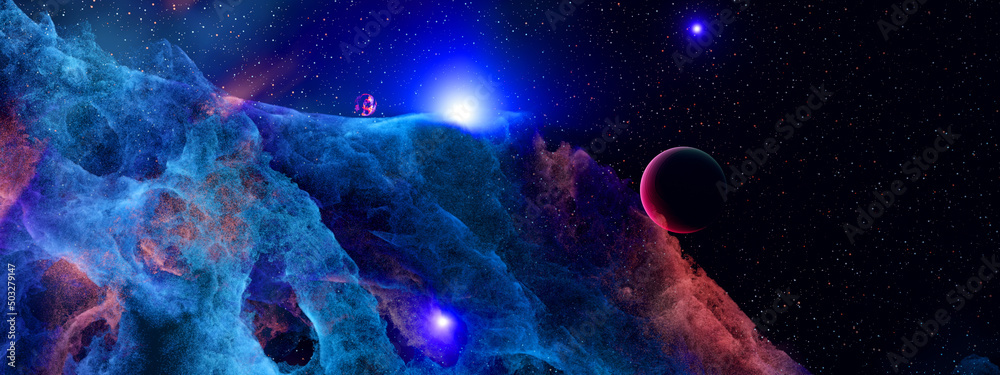 Deep space planets background. 3D rendering. Stock Illustration | Adobe ...
