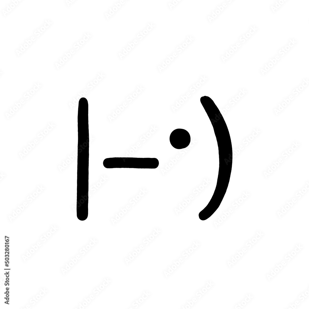 Drawn by hand kaomoji / text japanese emoji. Look from corner / shock ...