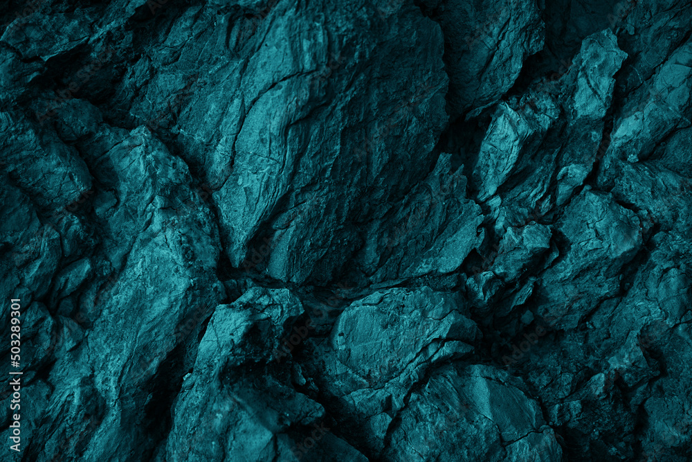 Green blue rock texture. Toned rough mountain surface texture. Crumbled ...