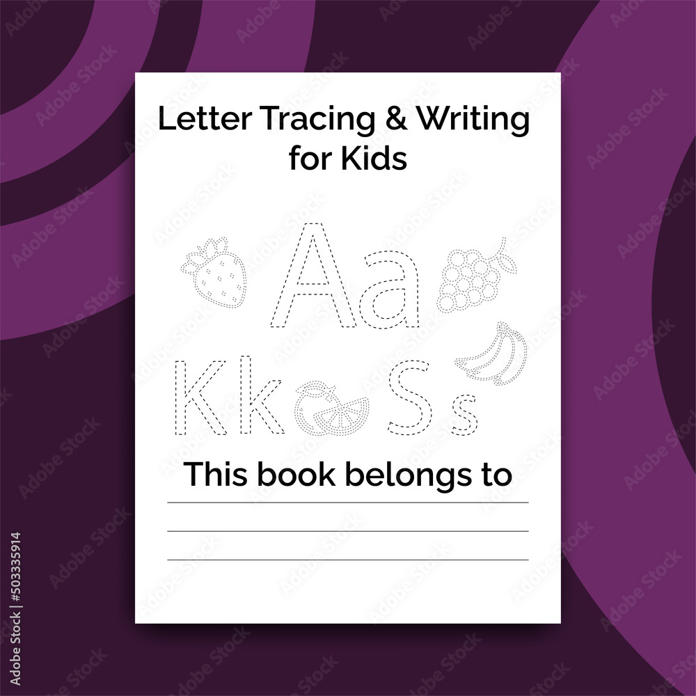 English alphabet letters tracing line printable worksheet with cute ...