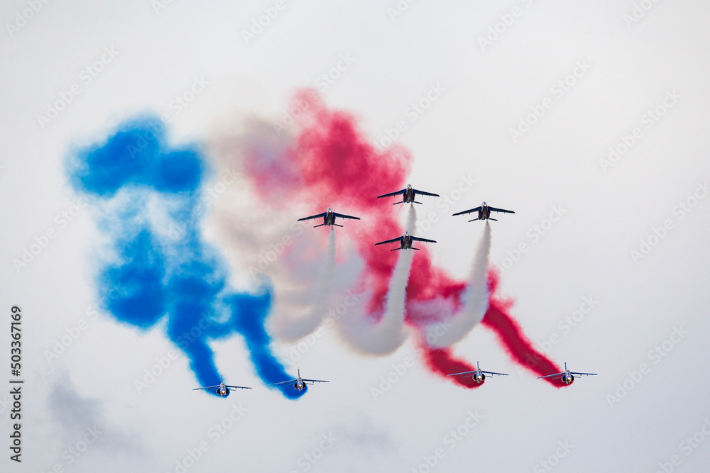 RAF Fairford, Gloucestershire, UK - July 13, 2014: Patrouille de France ...