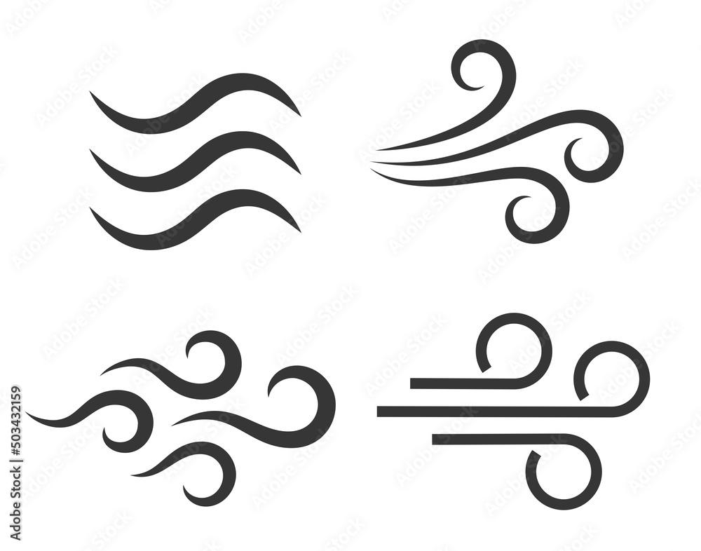 Wind blow icon, air breeze symbol Stock Vector | Adobe Stock