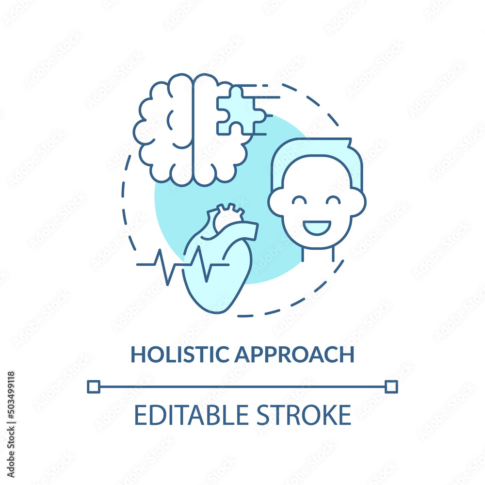 Holistic approach turquoise concept icon. Complex treatment. Mental ...