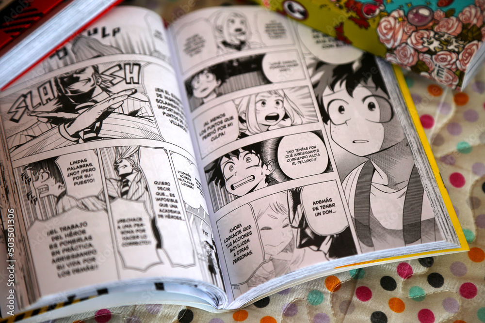 Foto de Stock Book. Japanese manga. My Hero Academy number 1. Reading ...