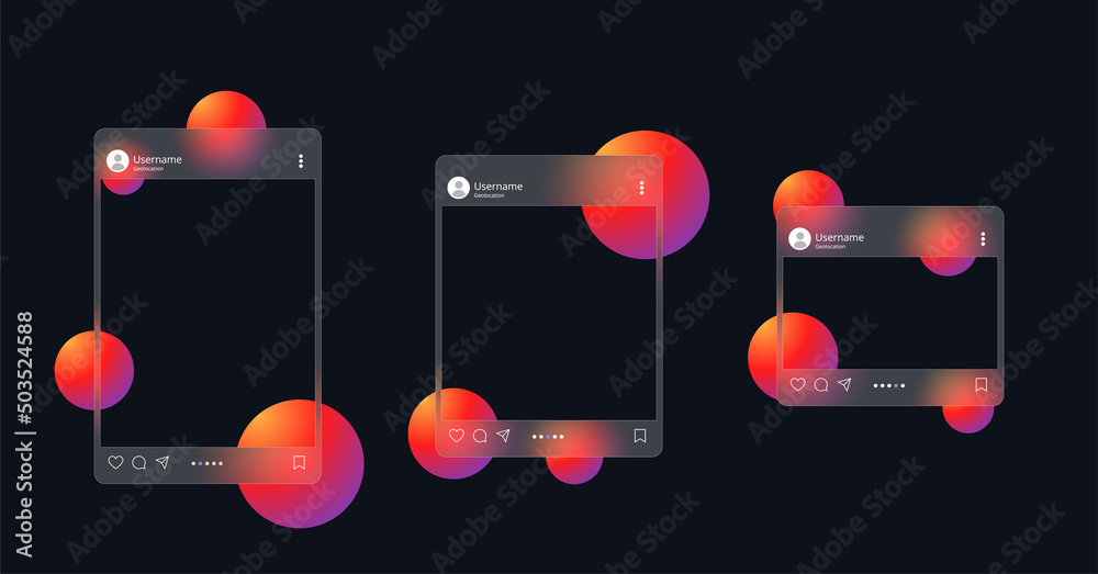 Instagram post mockup set in different sizes: 1080 x 1350, 1080 x 1080 ...