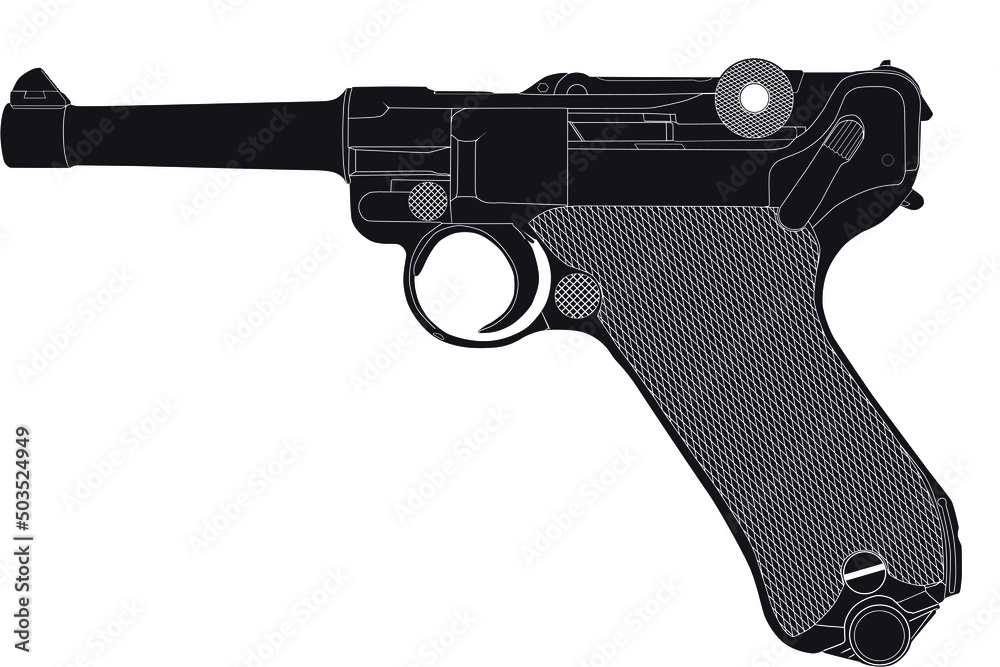 Vector image of a German pistol from the First and Second World Wars ...