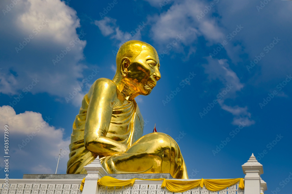 Huge statue of a seated monk in Wat Lahan Rai temple in Nong Lalok ...