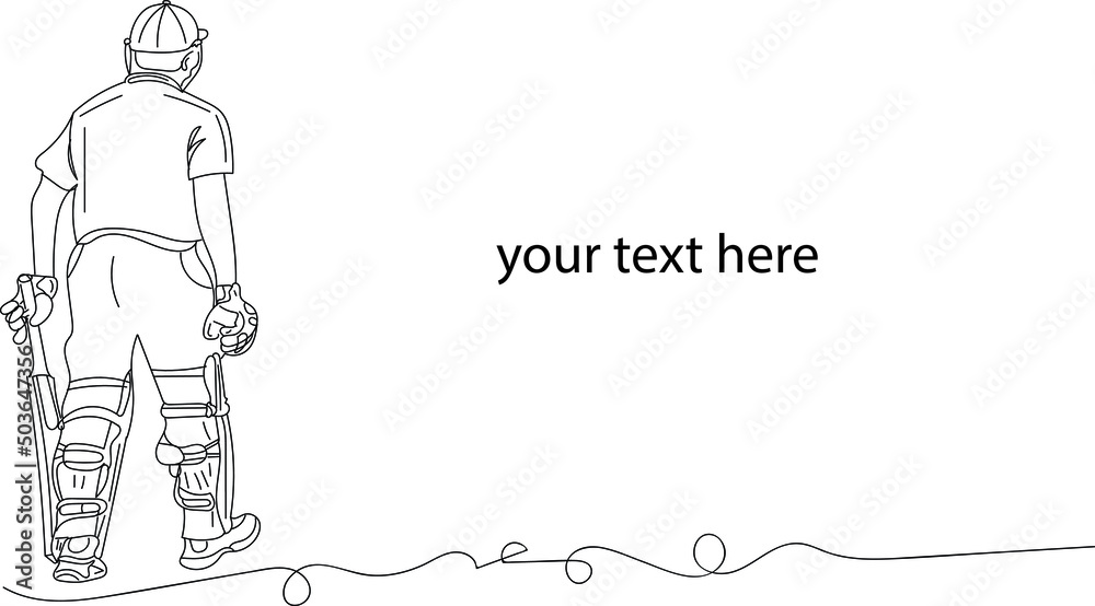 Outline sketch drawing of Cricket batsman entering in stadium for ...