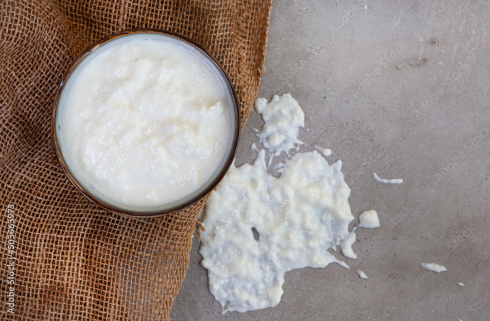 South African traditional drink of fermented milk, Amasi Stock Photo ...
