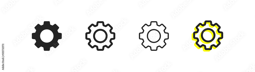Black settings icon. Cogwheel symbol. Gear wheel vector linear icon for ...