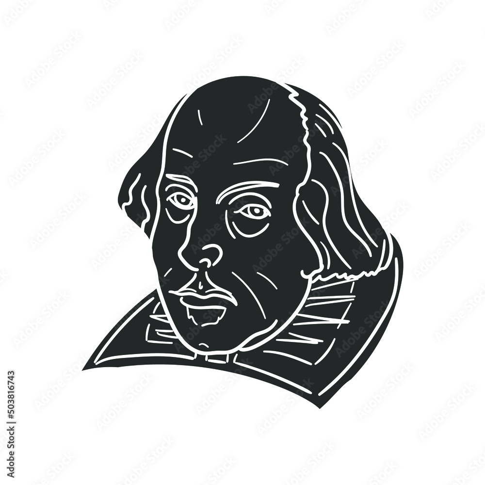Vector de Stock Shakespeare Icon Silhouette Illustration. Writer Vector ...