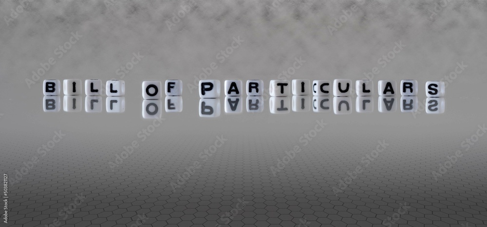 bill of particulars word or concept represented by black and white ...