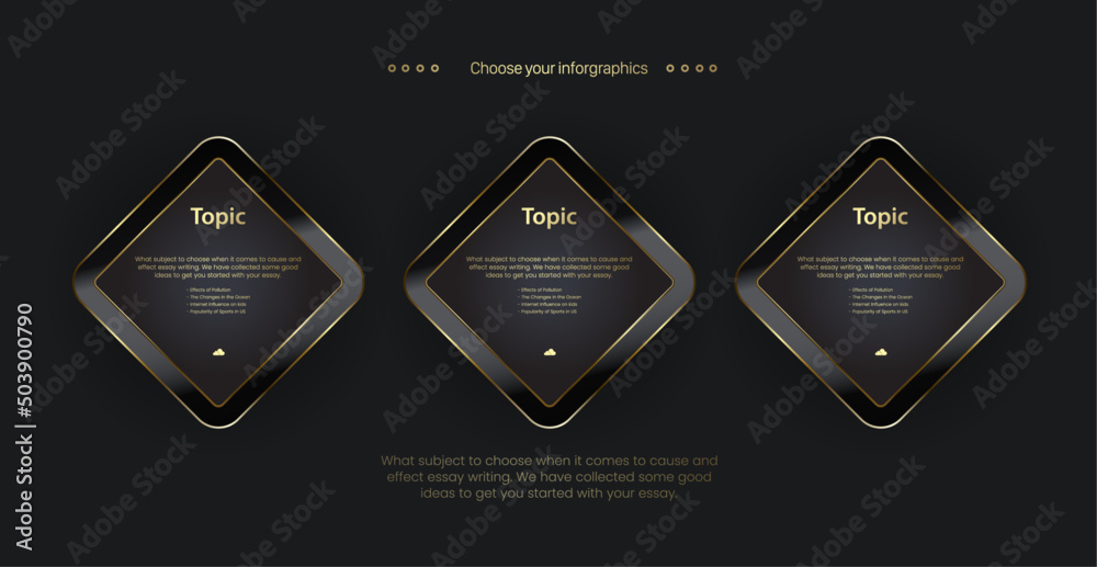 Vector de Stock Three Vector of Gold OPtion buttons design,THREE chart ...