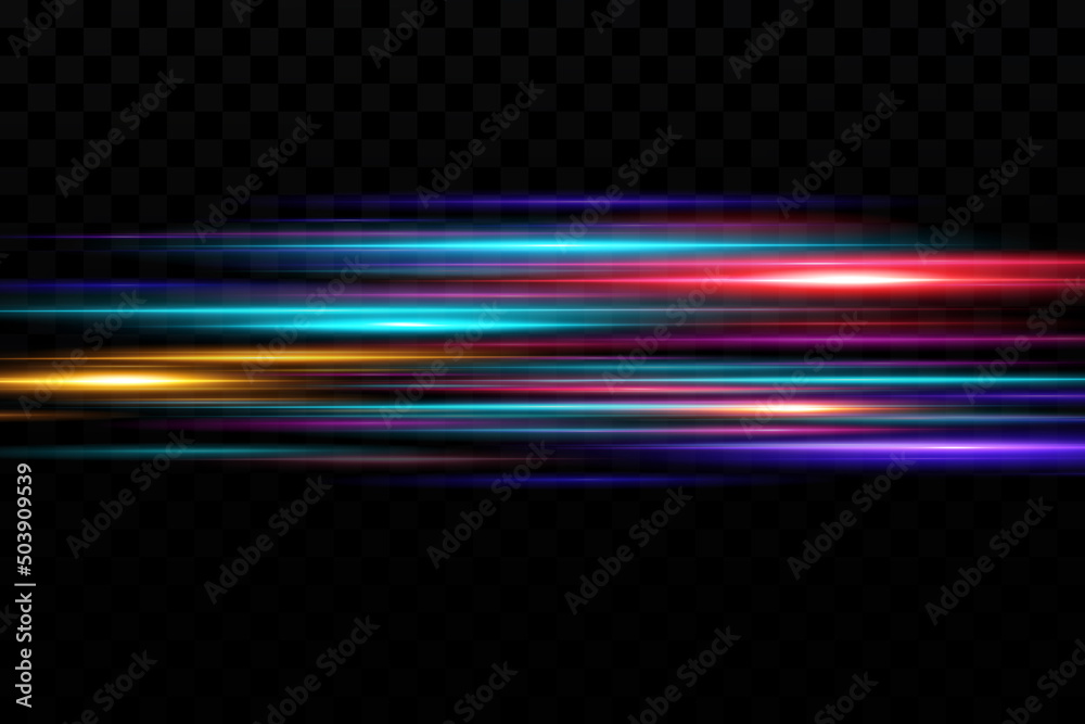 Motion light effect for banners. Blue lines. The effect of speed on a ...