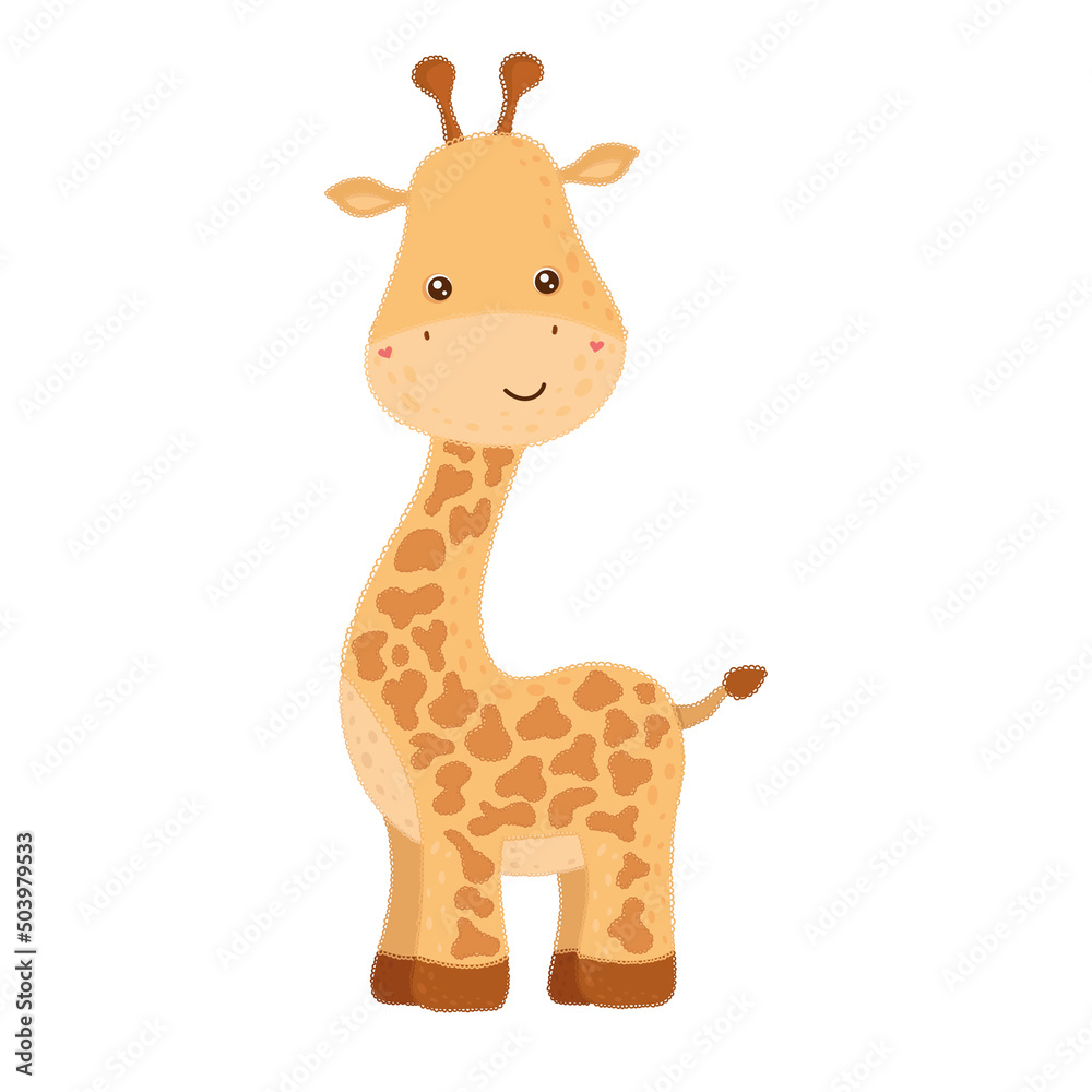 Cute giraffe clipart. Vector illustration of a cute animal. Cute little ...