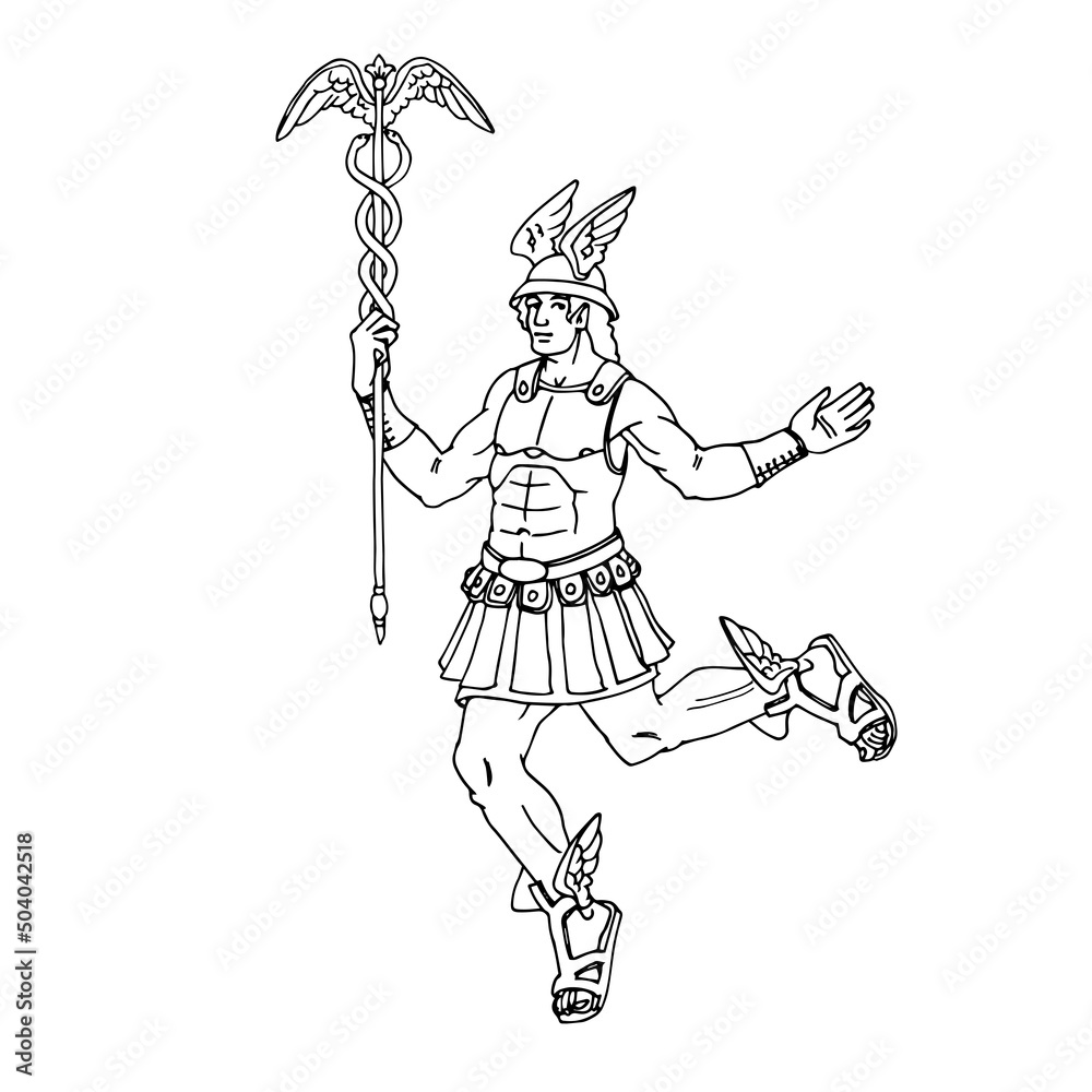Flying Mercury in armor. The ancient Roman god of trade and luck ...