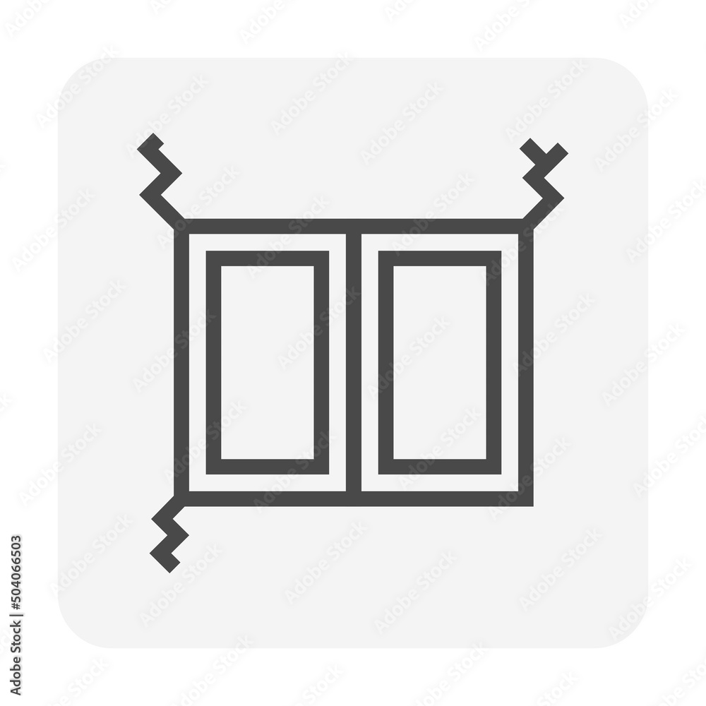 Wall at window frame corner crack vector icon. Concrete surface to ...