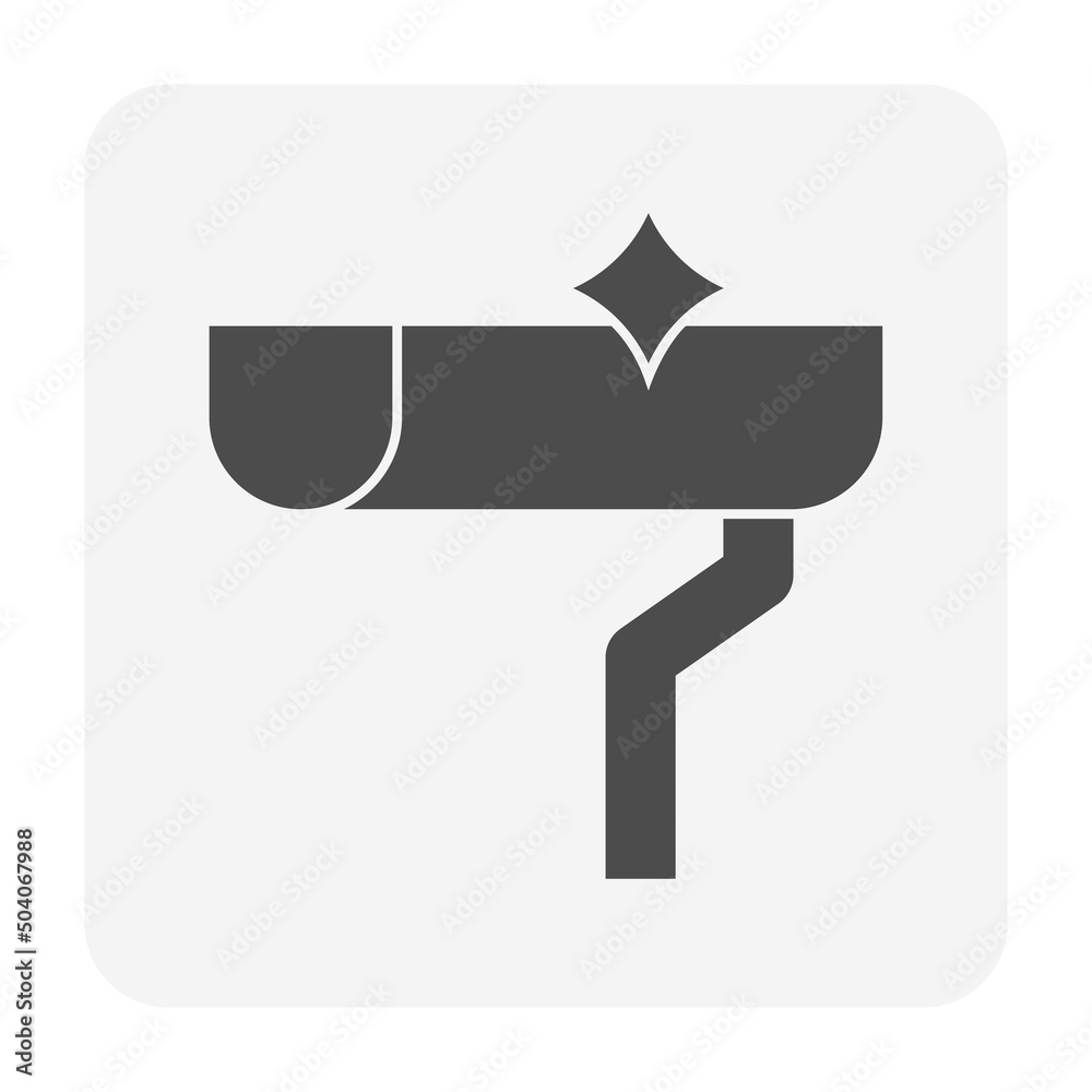 Rain gutter or eavestrough clean, cleanup vector icon. Include pipe or ...