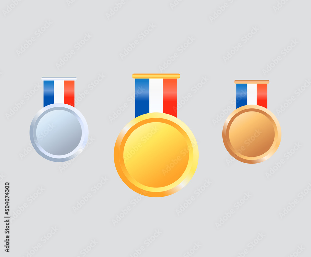 The gold medal for the Olympic winner illustration set. Silver, bronze ...