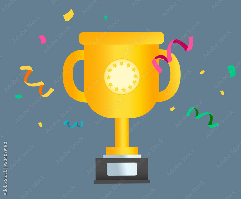 The winning trophy and confetti from firecracker illustration set ...