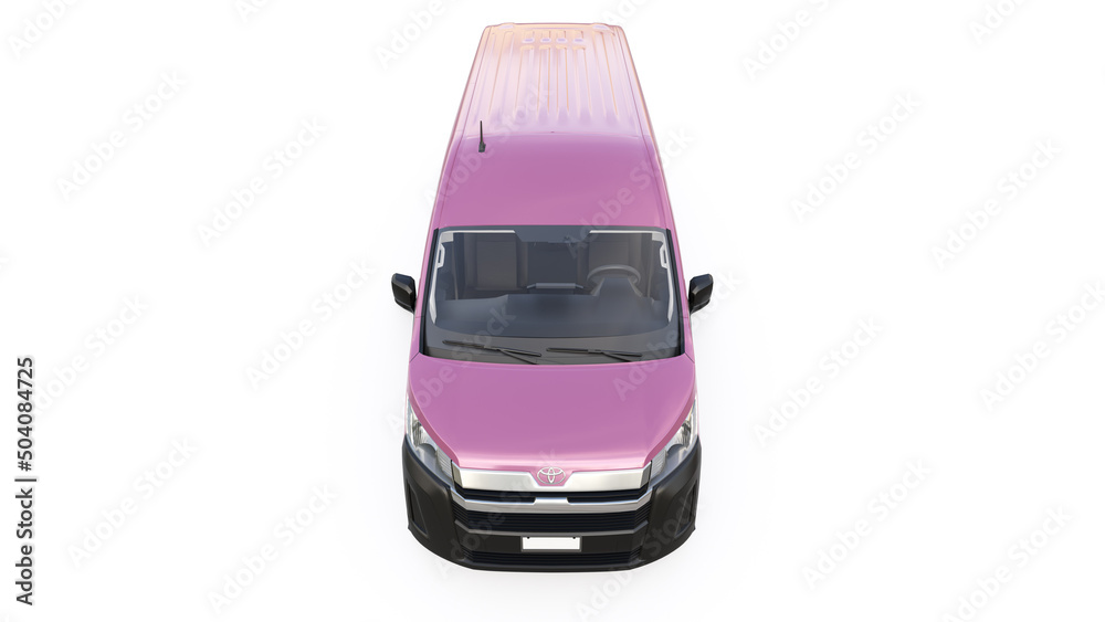 Tokyo, Japan. April 12, 2022: Toyota Hiace. Pink commercial van for ...