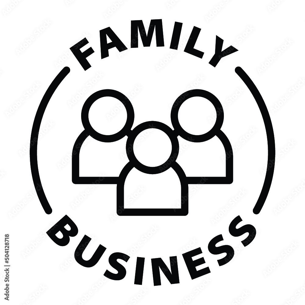 family business black outline badge icon label isolated vector on ...
