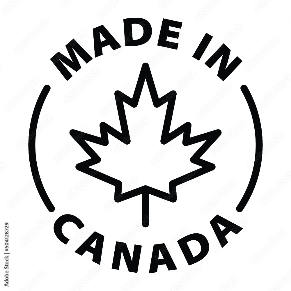 made in Canada black outline badge icon label isolated vector on ...