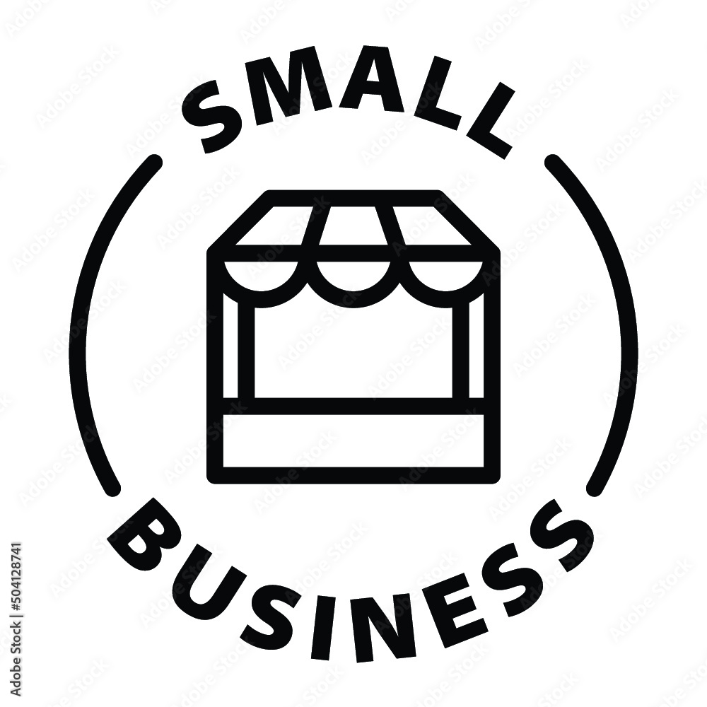 small business black outline badge icon label isolated vector on ...