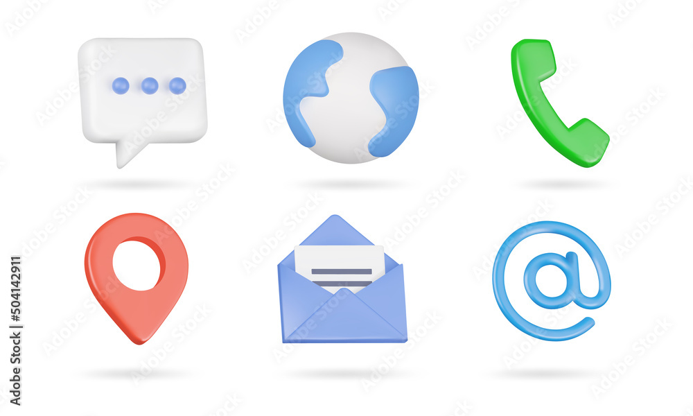 Communication 3d icons set. Isolated objects on a transparent ...