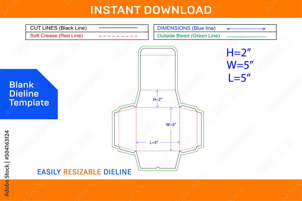 Corrugated pyramid base food box dieline template and 3D vector file ...
