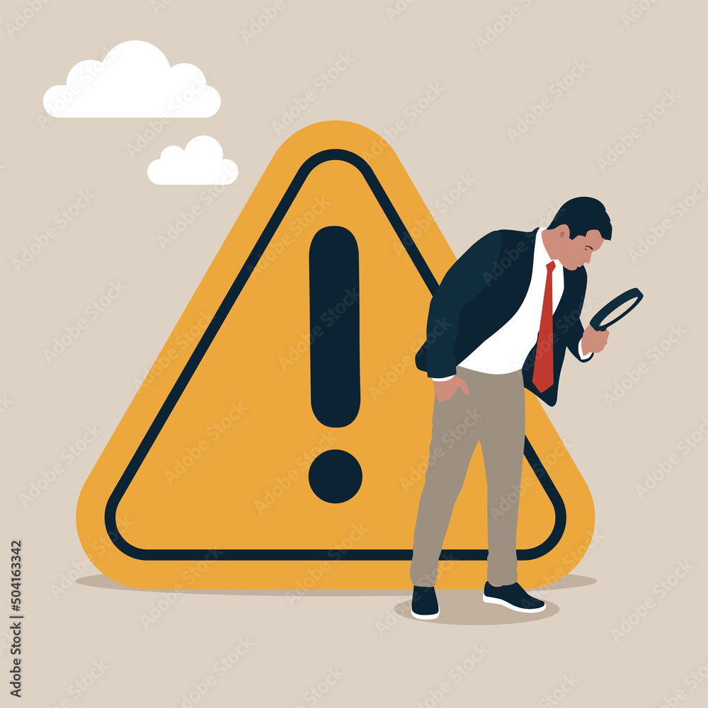 Businessman with magnifying monitor and investigate incident with ... Businessman with magnifying monitor and investigate incident with ...