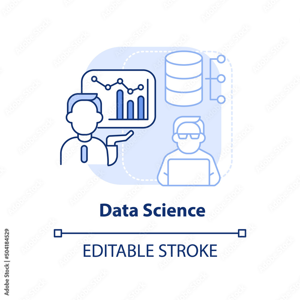 Data science light blue concept icon. Learning top digital skill ...