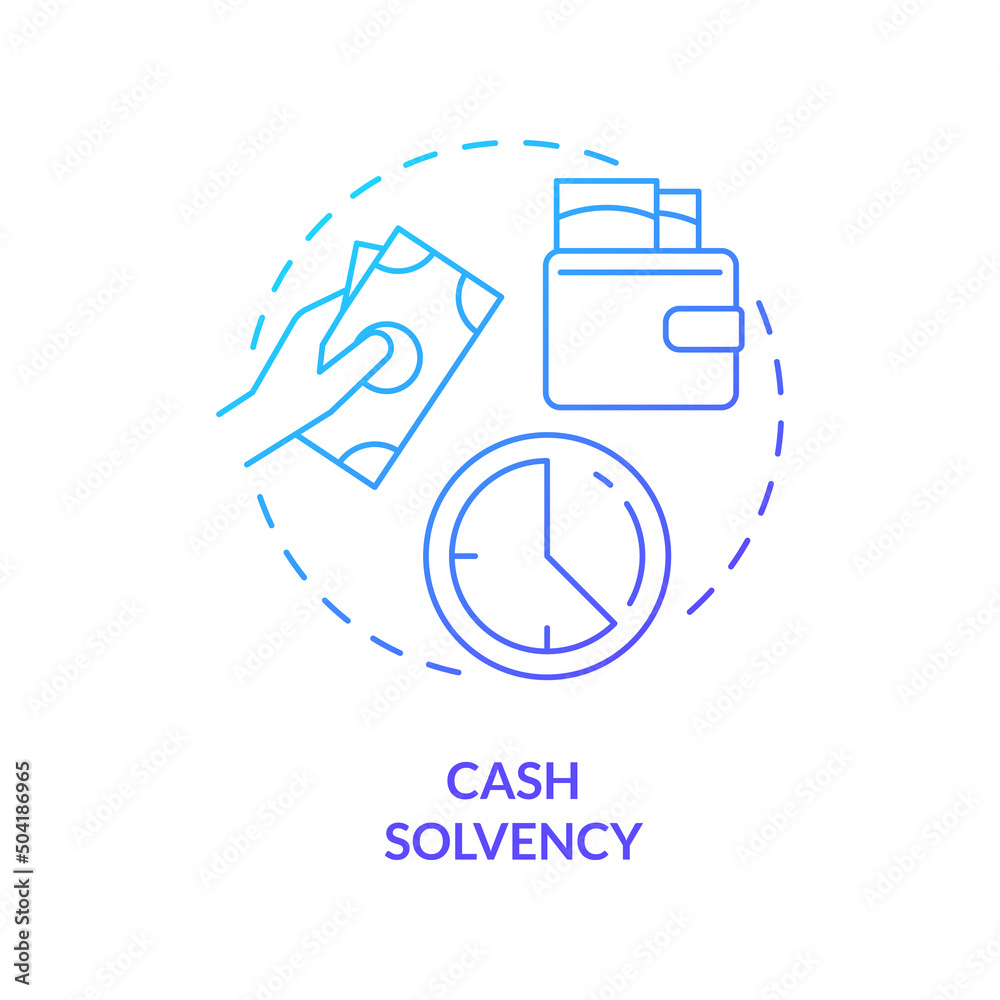 Cash solvency blue gradient concept icon. Assets and liabilities ...