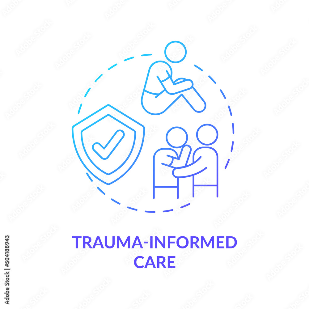 Trauma informed care blue gradient concept icon. Patient experience ...