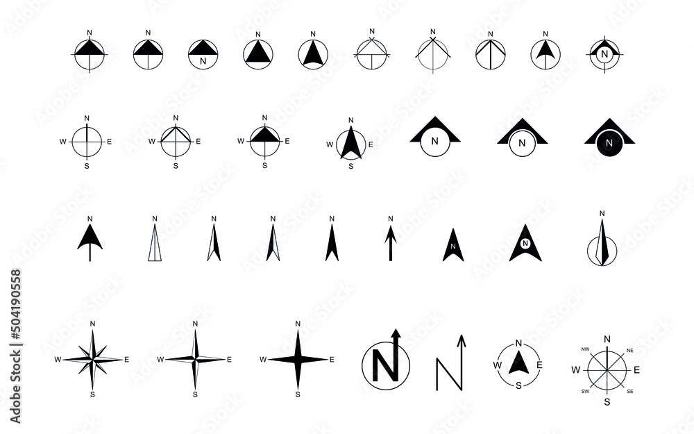 Vector sets with various north to apply in floor plan - north for ...