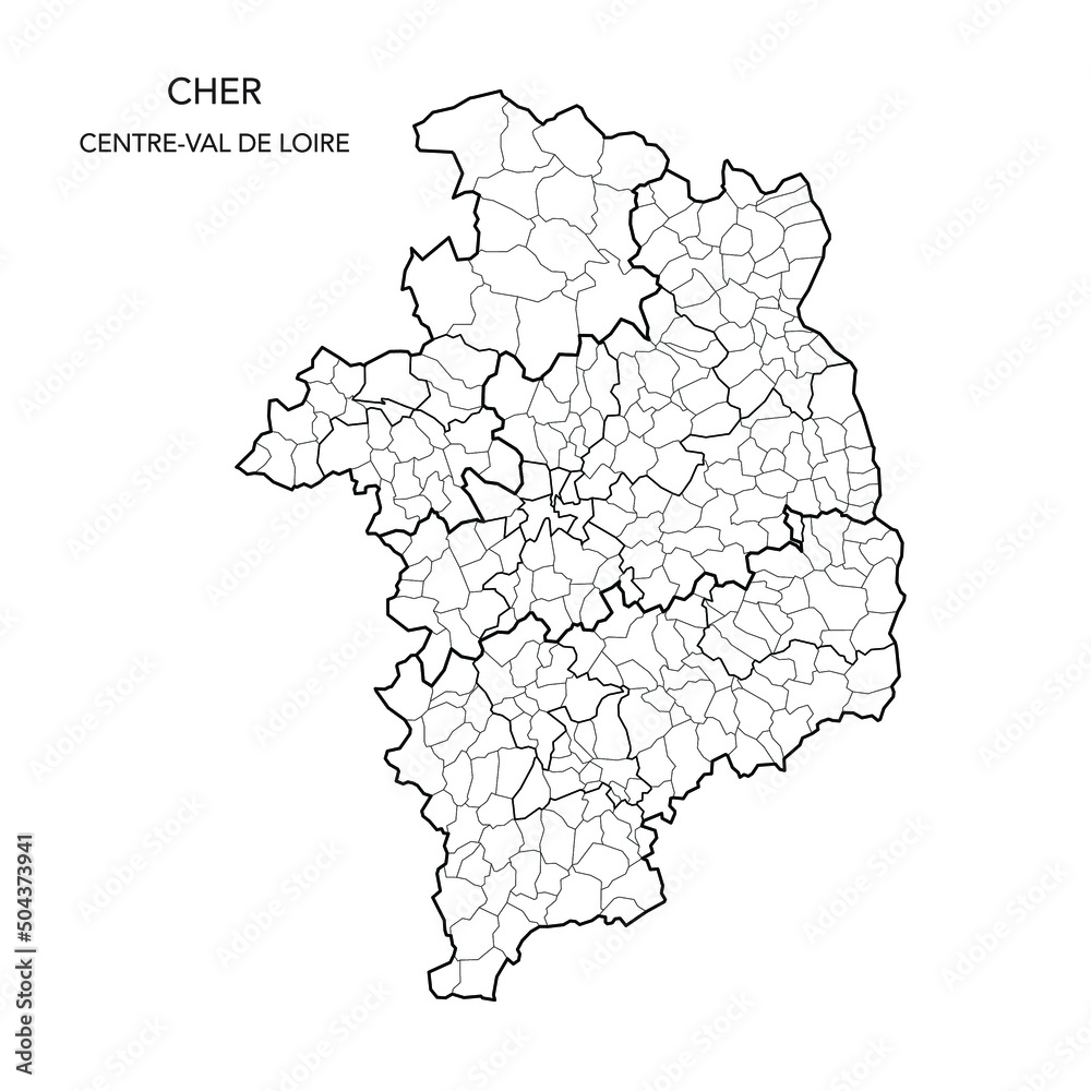 Vector Map of the Geopolitical Subdivisions of The Département Du Cher ...
