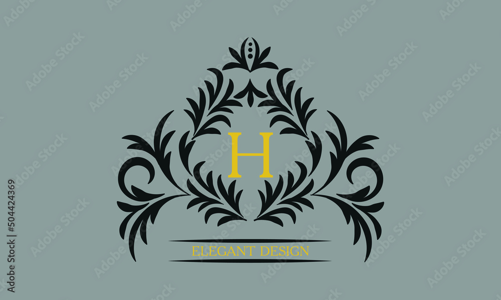 Floral monogram for postcards, invitations, menus, labels with the ...