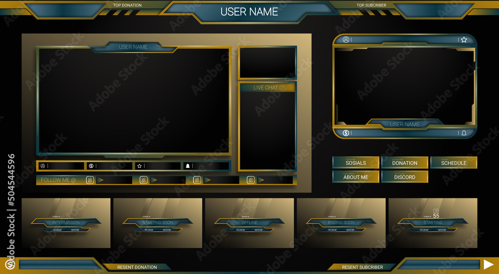 twitch Stream Facecam OBS Template light brown overlay design Pack ...
