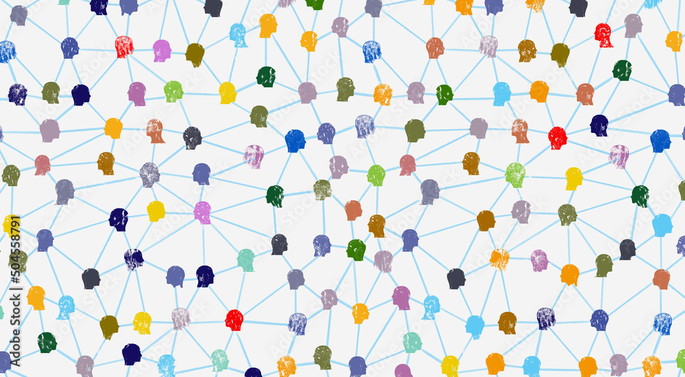 Extra-large People Connecting Colorful Network Stock Photo | Adobe Stock