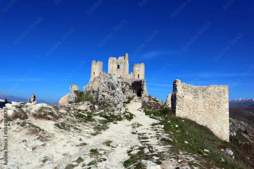 Rocca Calascio, mountaintop medieval fortress at 1512 meters above sea ...
