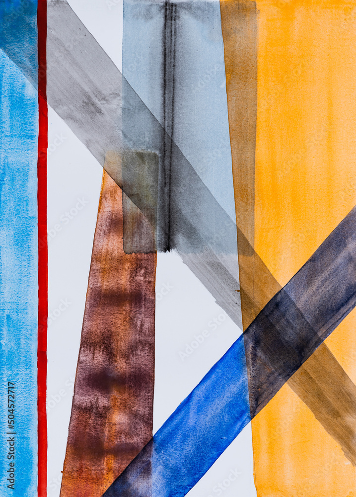 A painting with overlapping planes of transparent watercolor Stock ...
