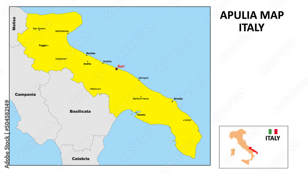 Apulia Map. State and district map of Apulia. Political map of Apulia ...